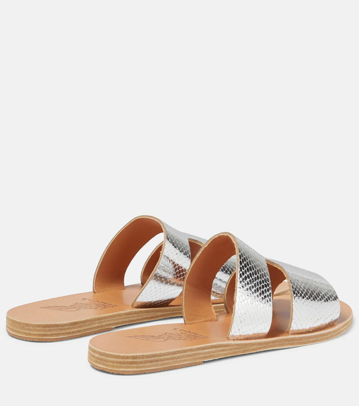 Ancient Greek Sandals Apteros fish scale-effect metallic leather ...