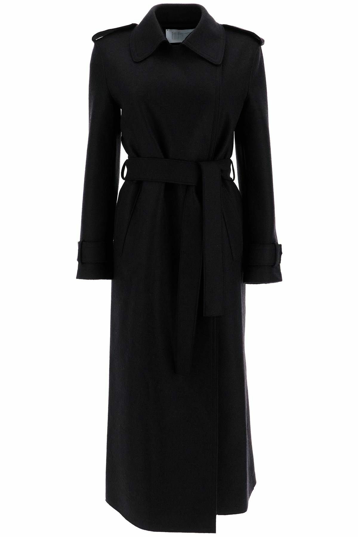 HARRIS WHARF LONDON pressed wool robe coat with nine words Black Harris ...