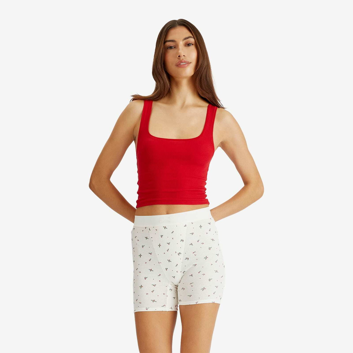 SKIMS Women's Cotton Rib Boxer 3-Pack in Marble Holly Multi SKIMS