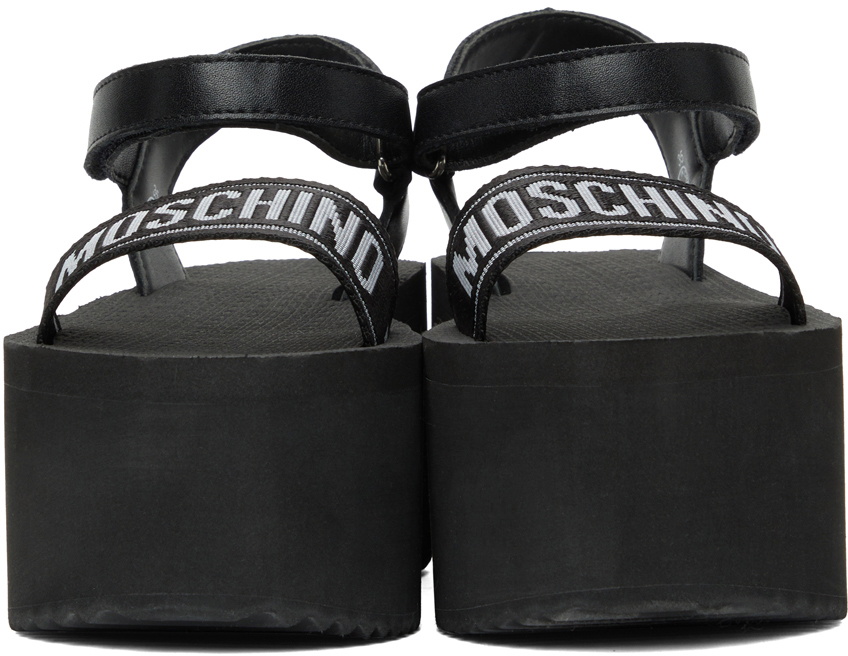 Moschino Black Logo Platform Sandals Moschino