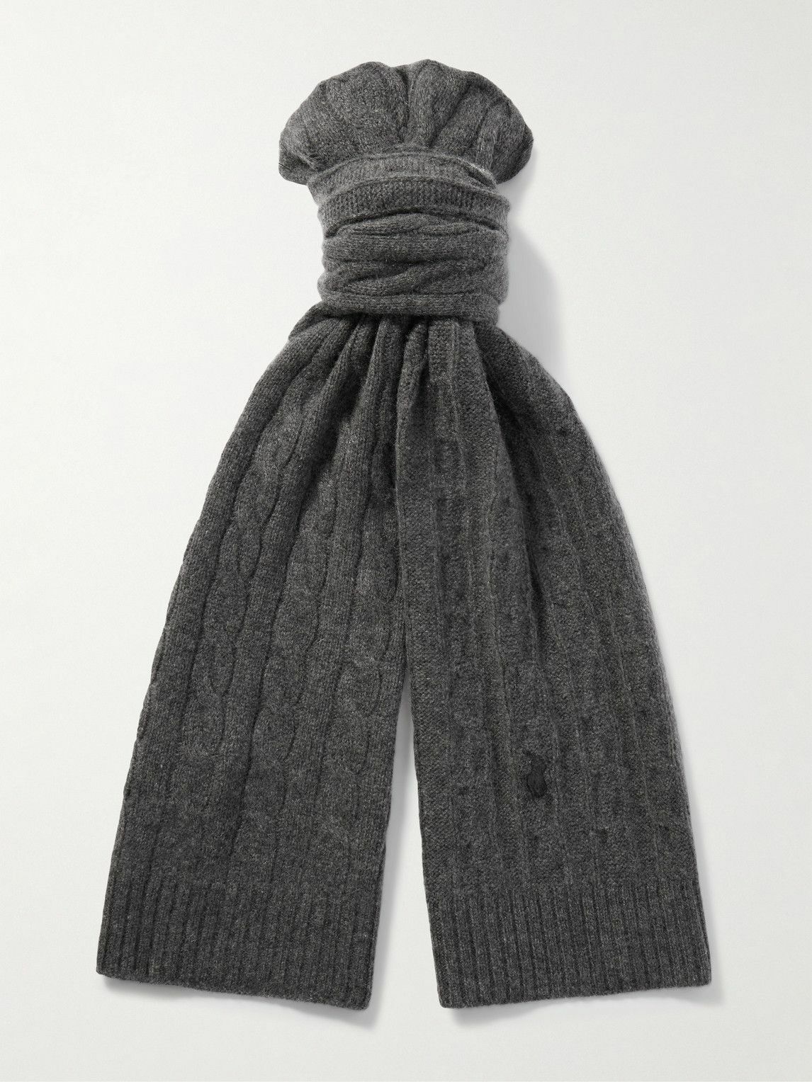 Polo Ralph Lauren - Logo-Embroidered Cable-Knit Cashmere Scarf and ...