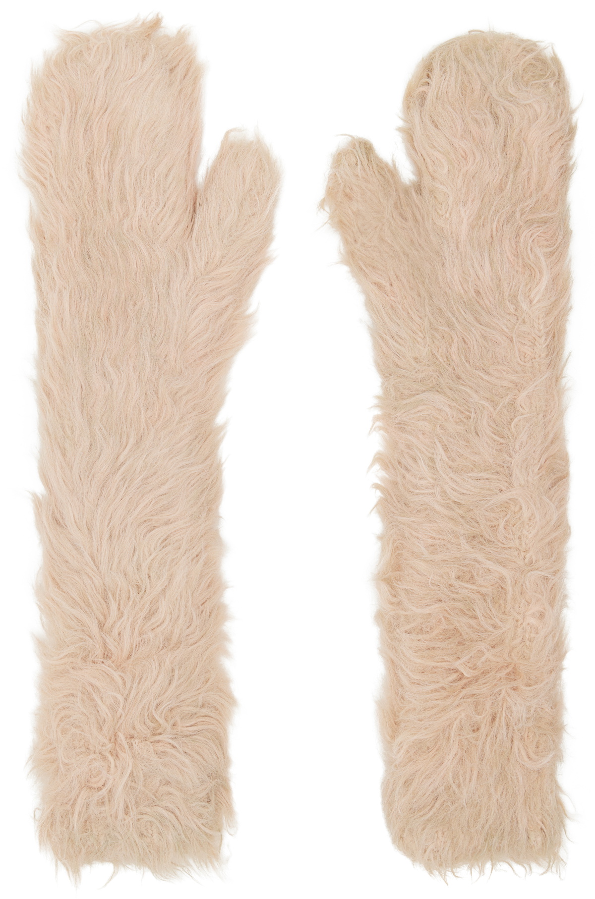 Acne Studios Beige Fluffy Mitts Acne Studios