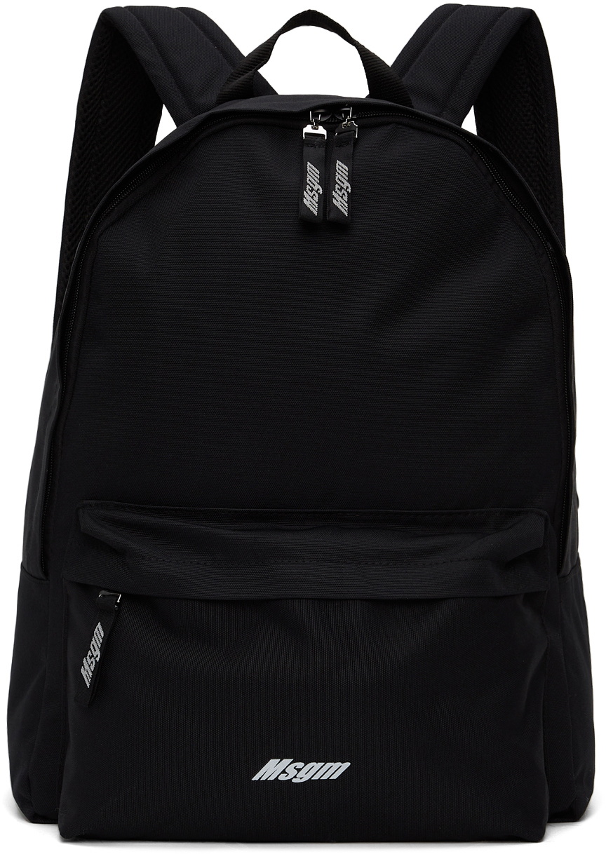 MSGM Black Nylon Logo Backpack MSGM