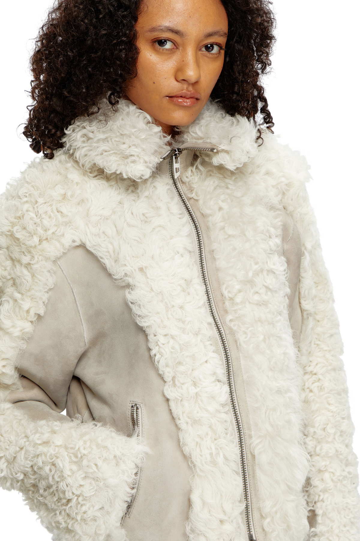 Diesel Shearling jacket - Leather jackets Womens in White Diesel