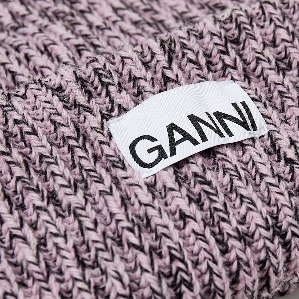 GANNI Women's Structured Rib Logo Beanie in Lilac Sachet GANNI