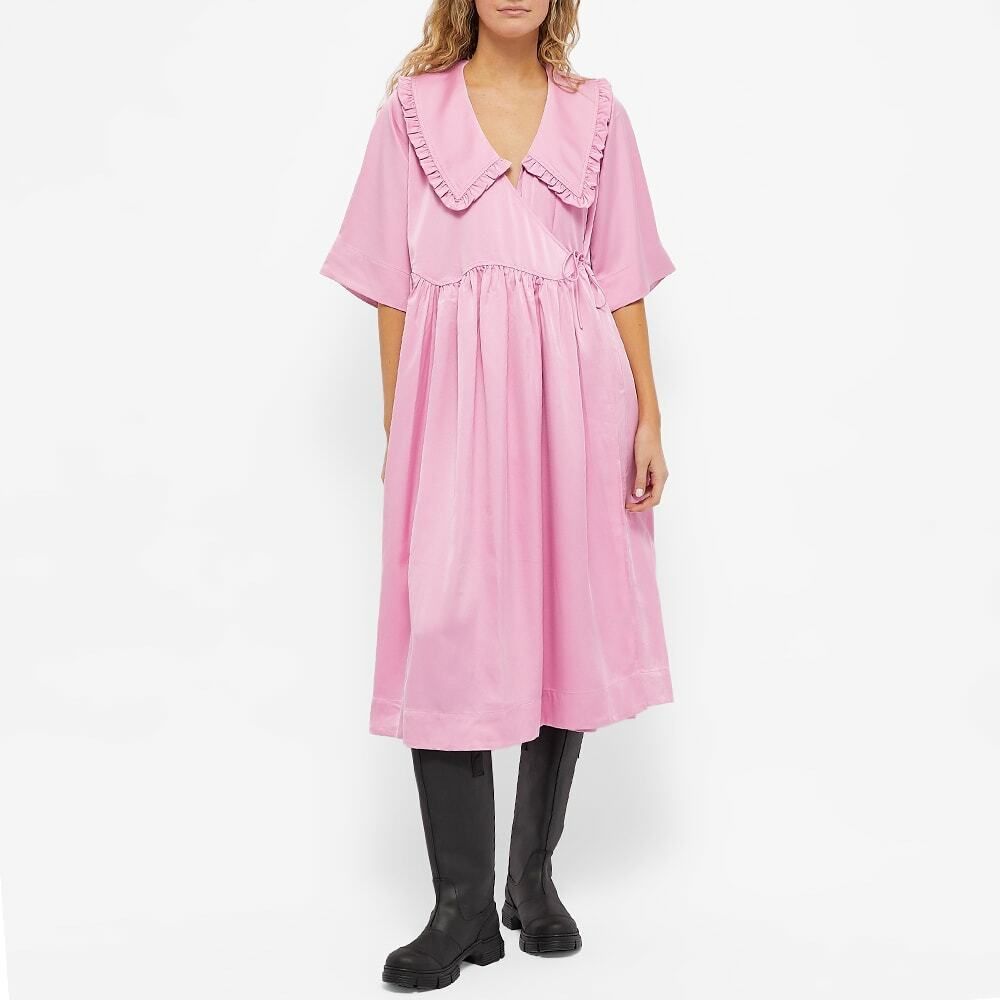 GANNI Women's Peter Pan Collar Smock Dress in Moonlight Mauve GANNI