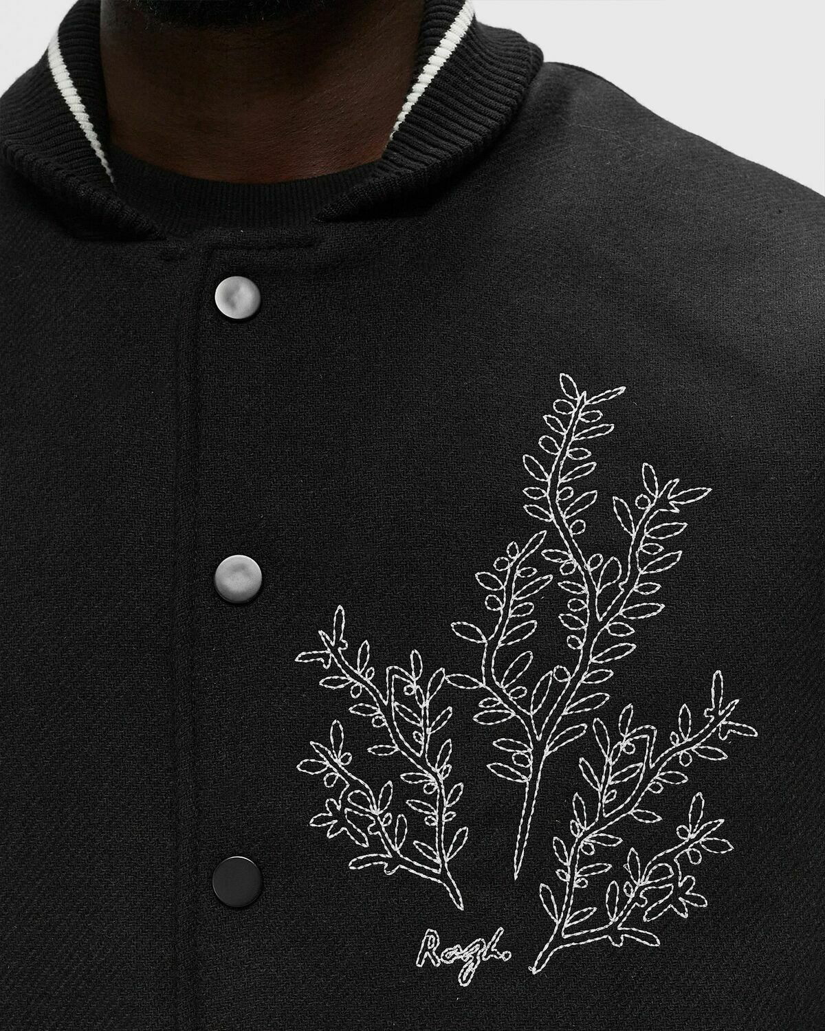 Rough. Cropped Varsity Pearl Jacket Black College Jackets Rough.