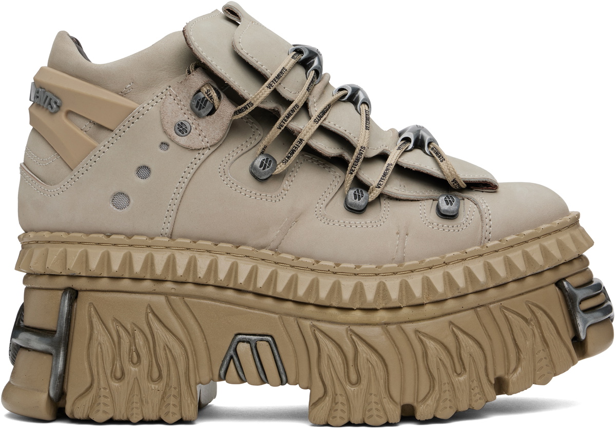VETEMENTS Beige New Rock Edition Fire Platform Sneakers Vetements