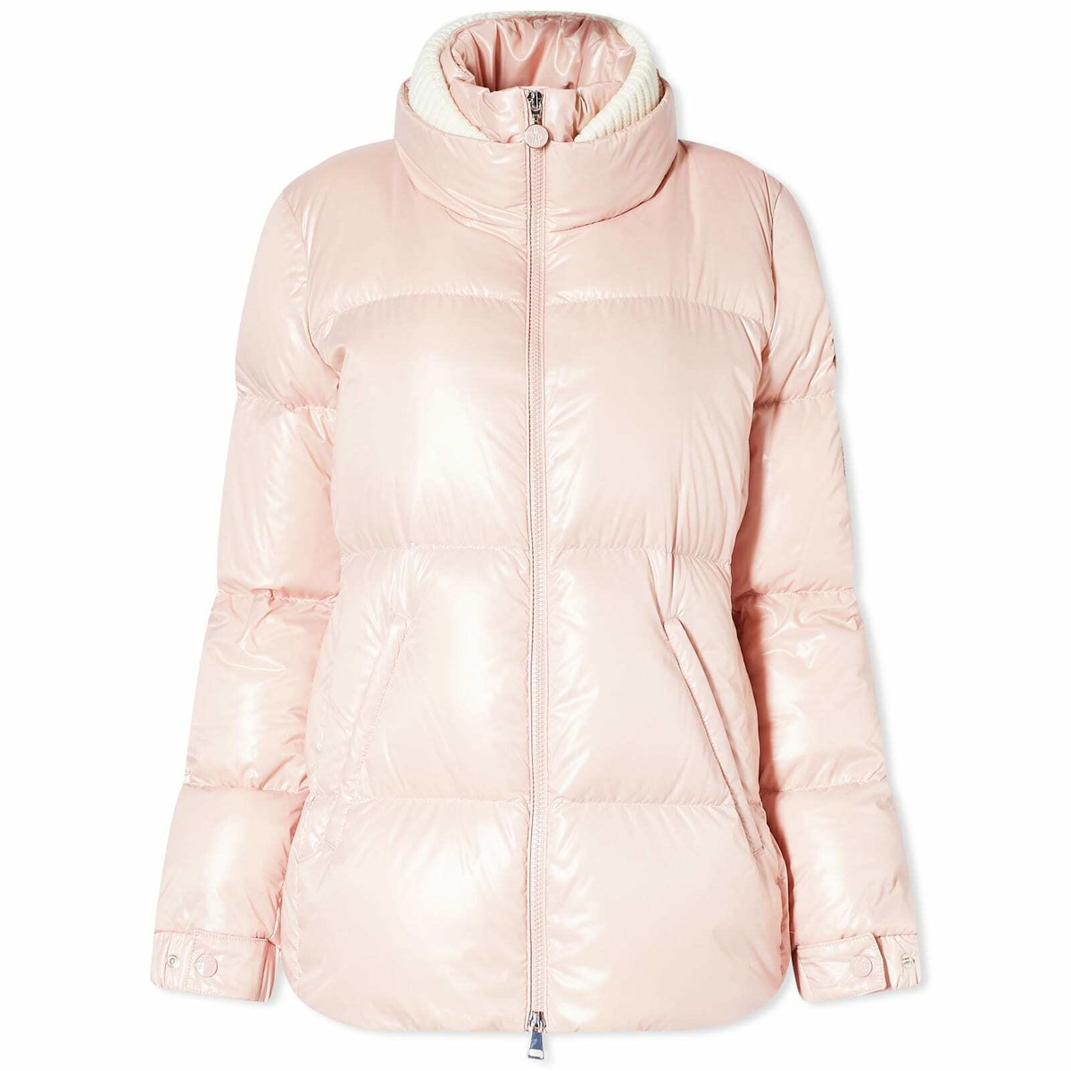 Moncler Women's Vistule Padded Jacket With Knitted Collar in Pink Moncler