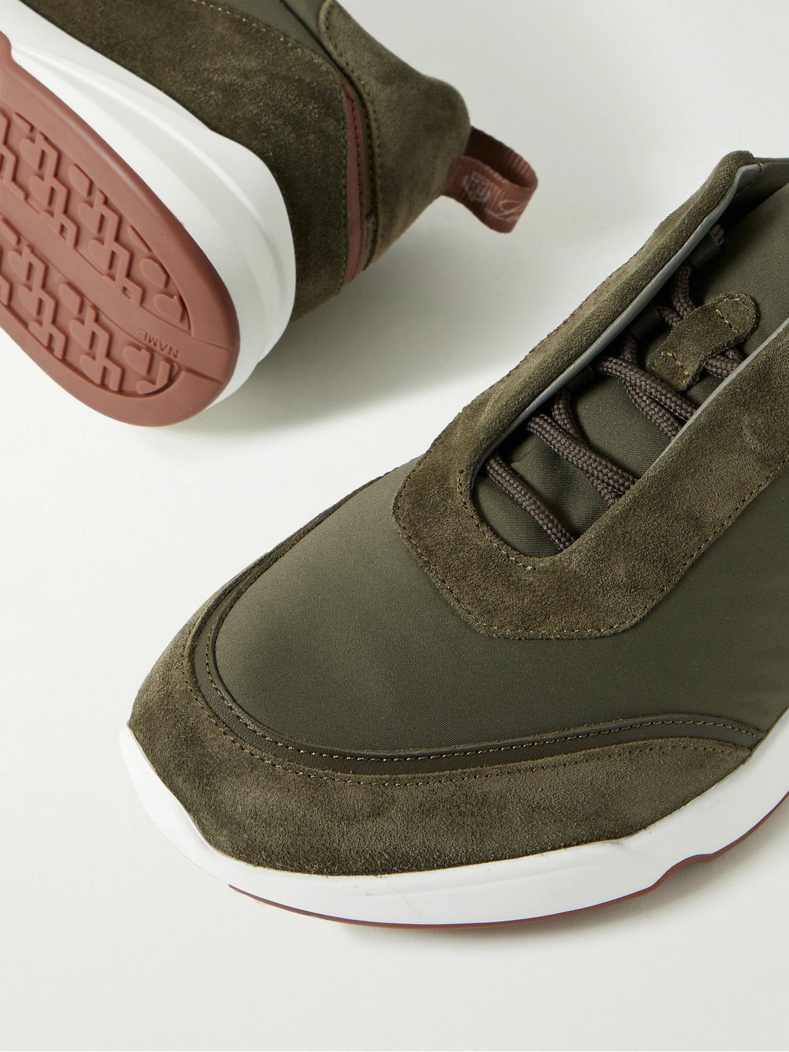 Loro Piana - Modular Leather-Trimmed Suede and Twill Sneakers - Green ...