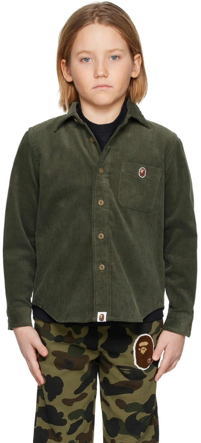 BAPE Kids Khaki One Point Shirt A Bathing Ape