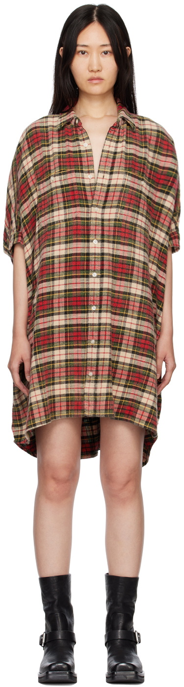 R13 Red & Green Oversized Boxy Minidress R13