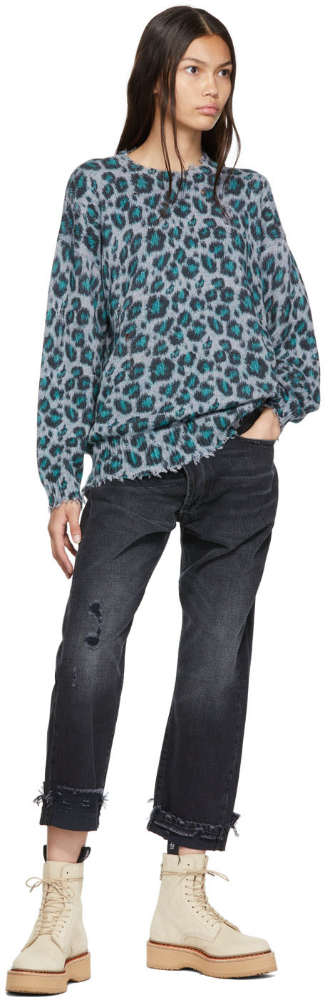 R13 Blue Leopard Oversized Sweater R13