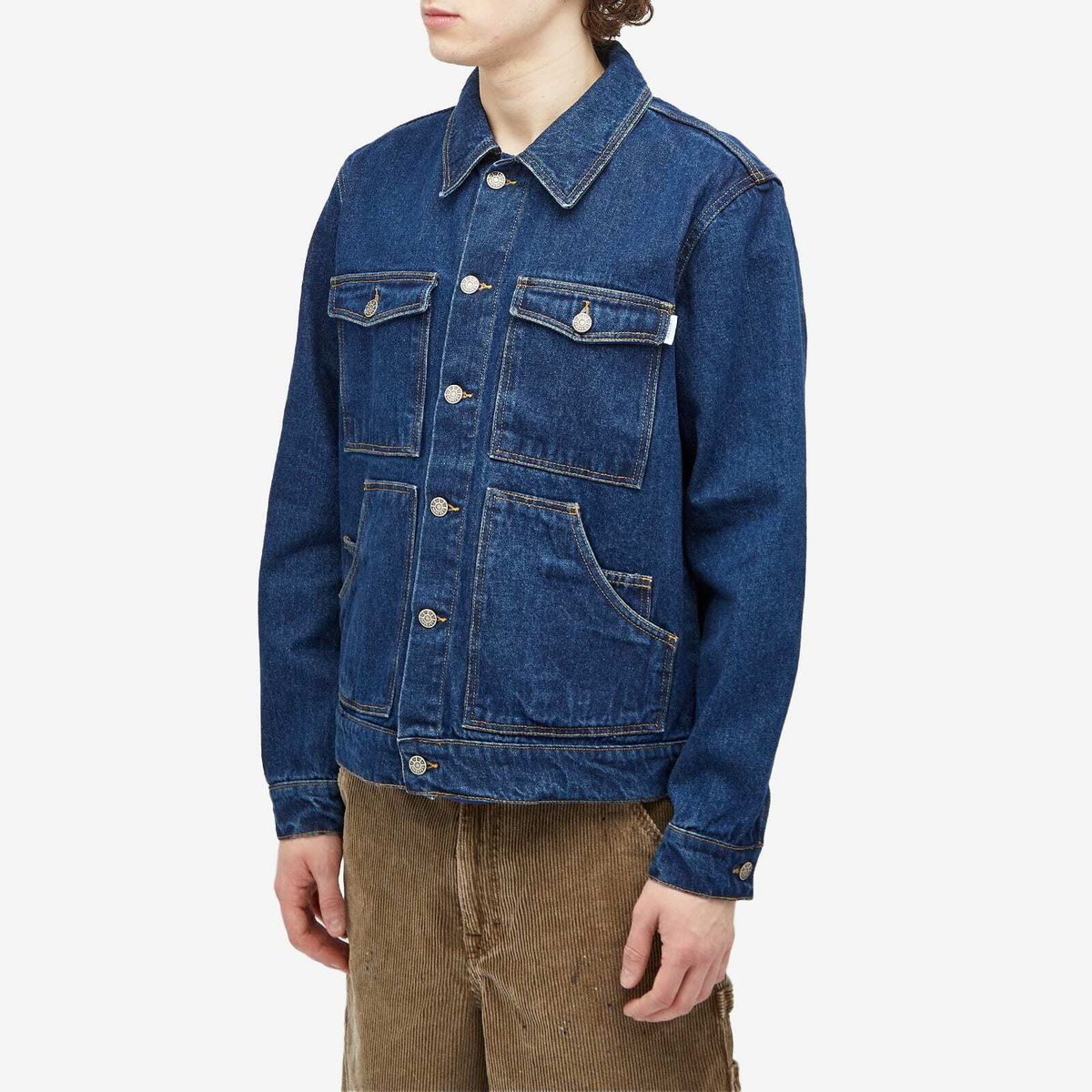 PACCBET Men's Typo Denim Jacket in Dark Blue PACCBET