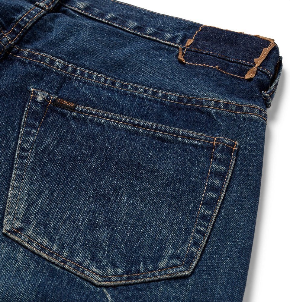 Chimala - Cropped Washed Selvedge Denim Jeans - Blue Chimala
