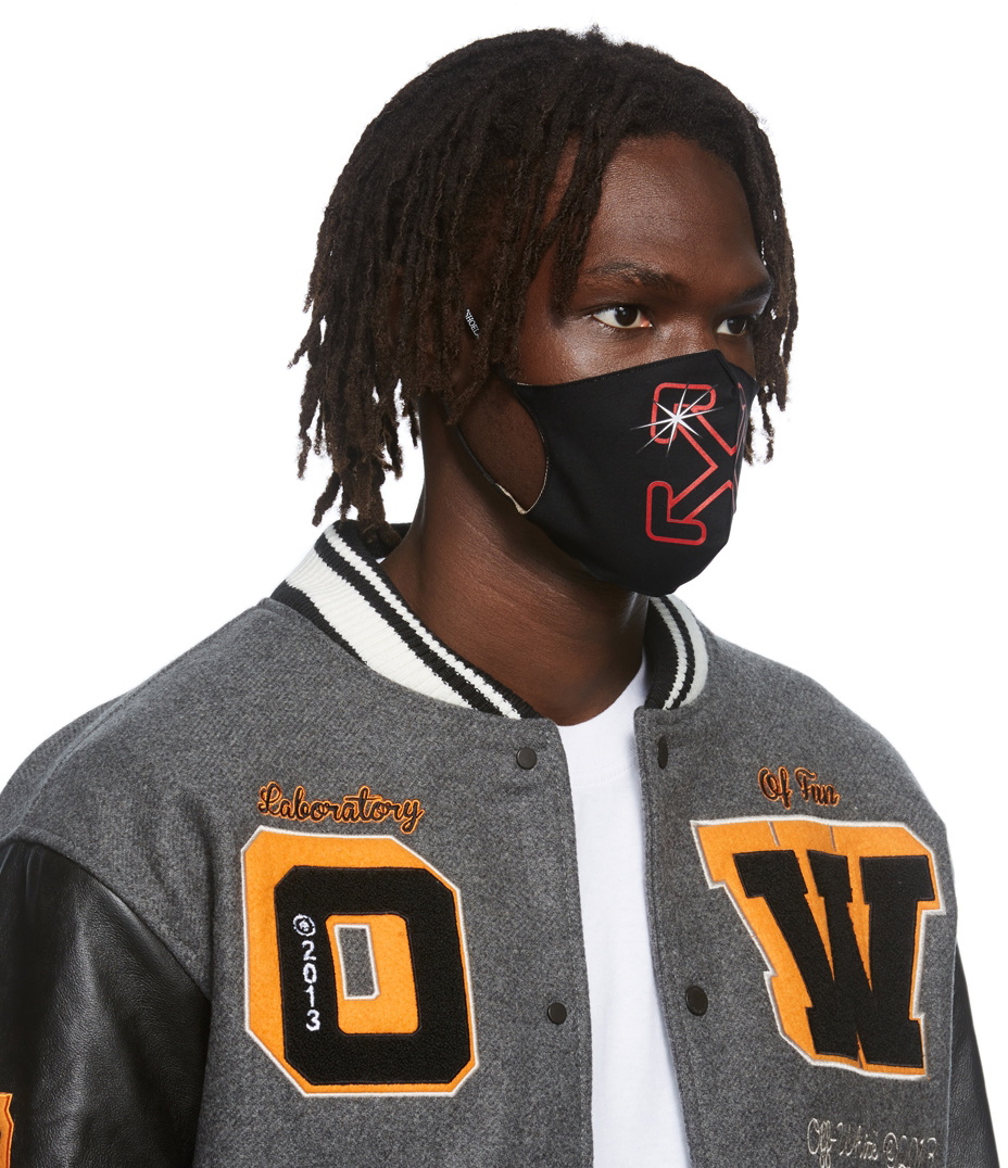 Off-White Black & Red Starred Arrow Simple Mask Off-White