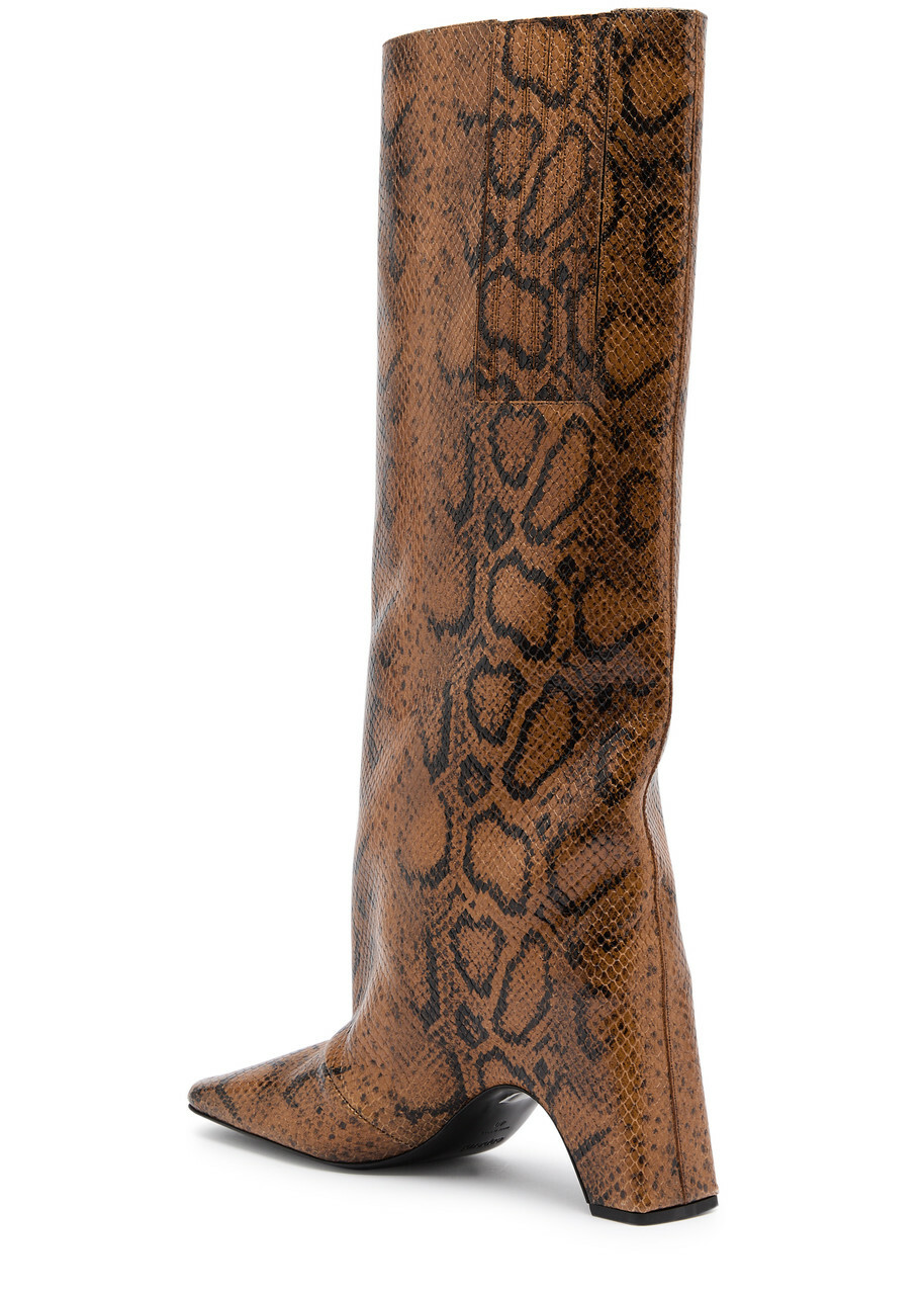 Coperni Bridge 50 Python-effect Leather Knee-high Boots Brown Coperni