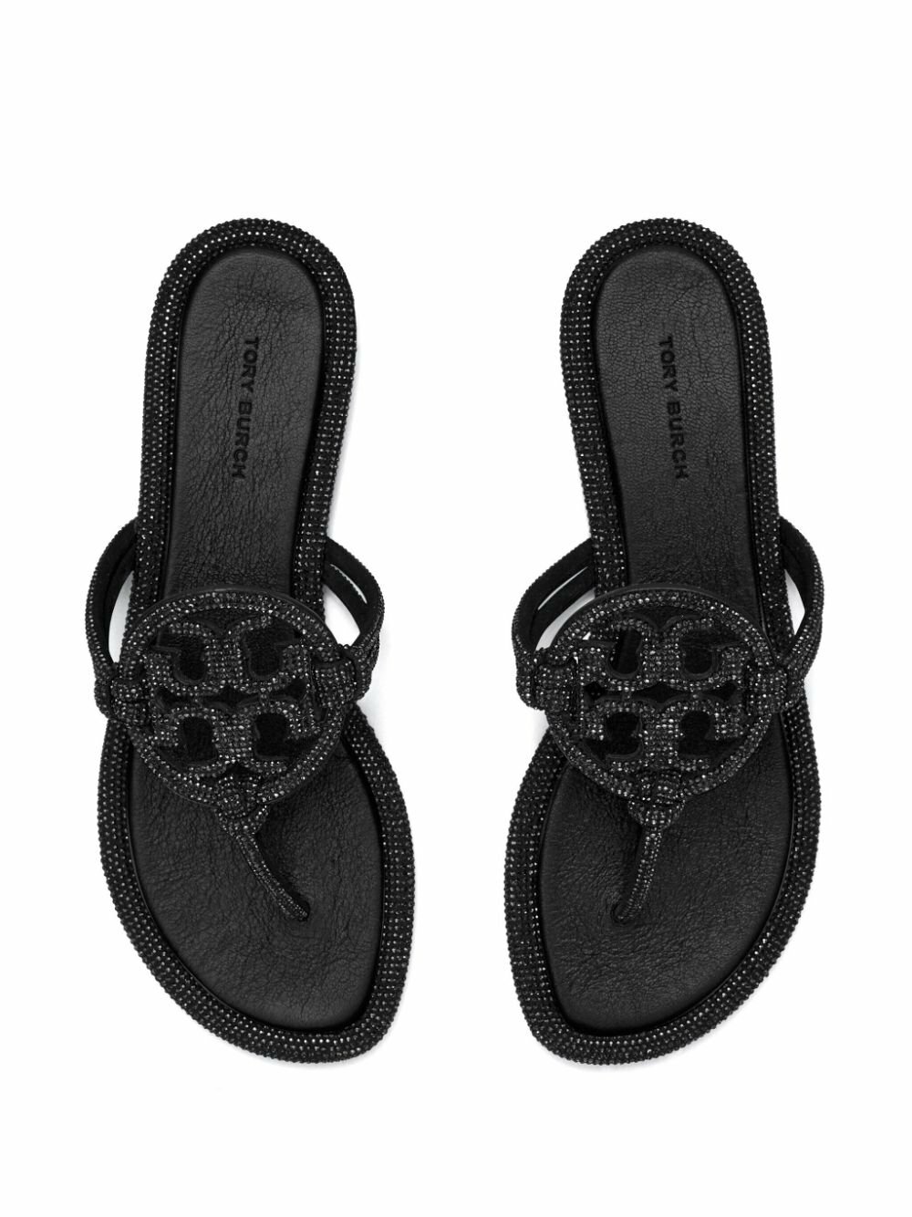 Tory Burch Black Miller Crystal-Embellished Flip Flops Tory Burch