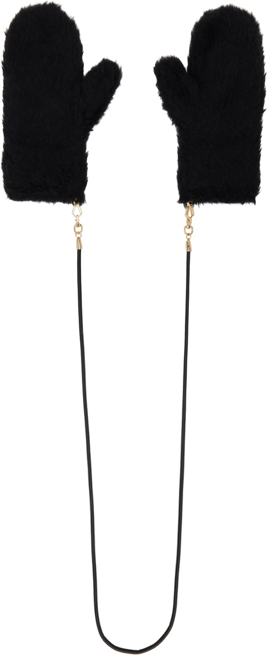 Max Mara Black Ombrato Mittens Max Mara
