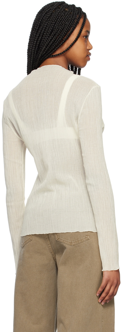 AMOMENTO Off-White Sheer Cardigan AMOMENTO