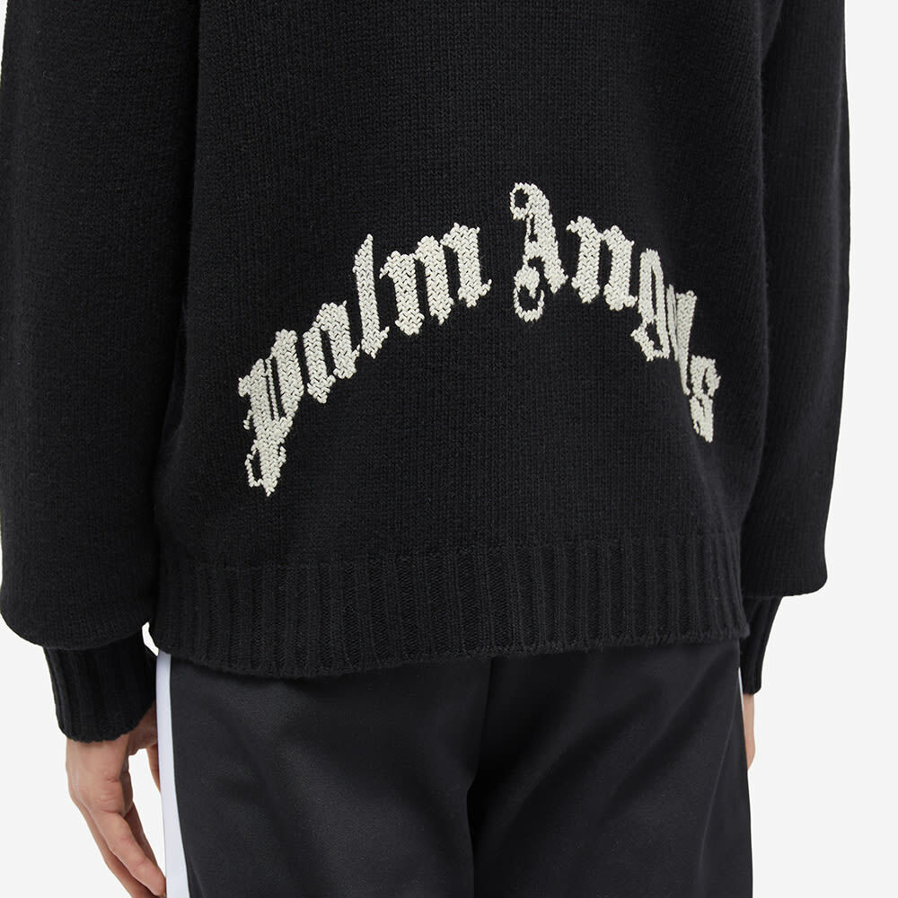 Palm Angels Men's Curved Logo Roll Neck Knit in Black/White Palm Angels