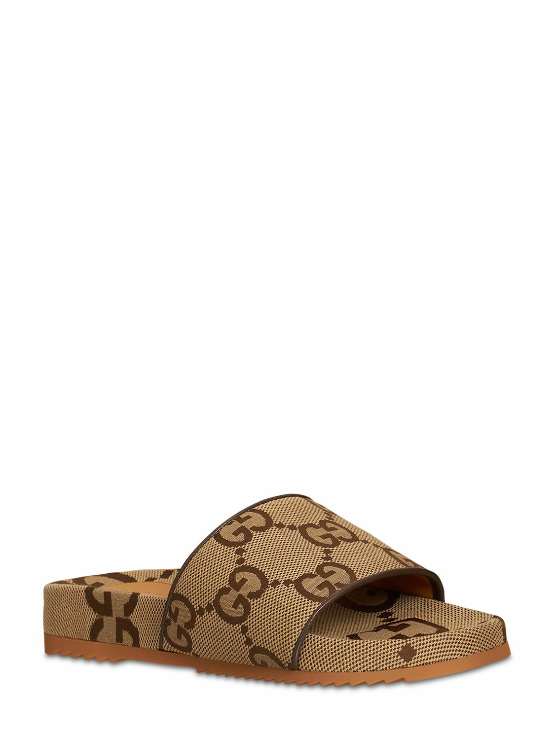 GUCCI - Maxi Gg Canvas Wool Blend Slide Sandals Gucci
