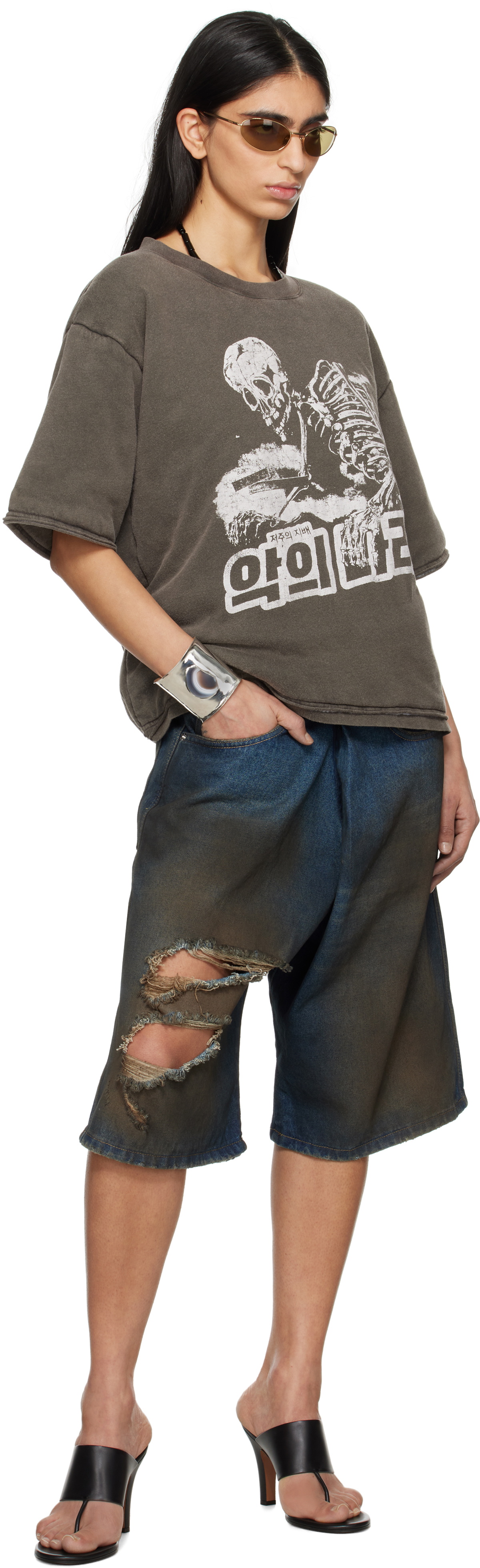 LU'U DAN Gray Wadded T-shirt LU'U DAN
