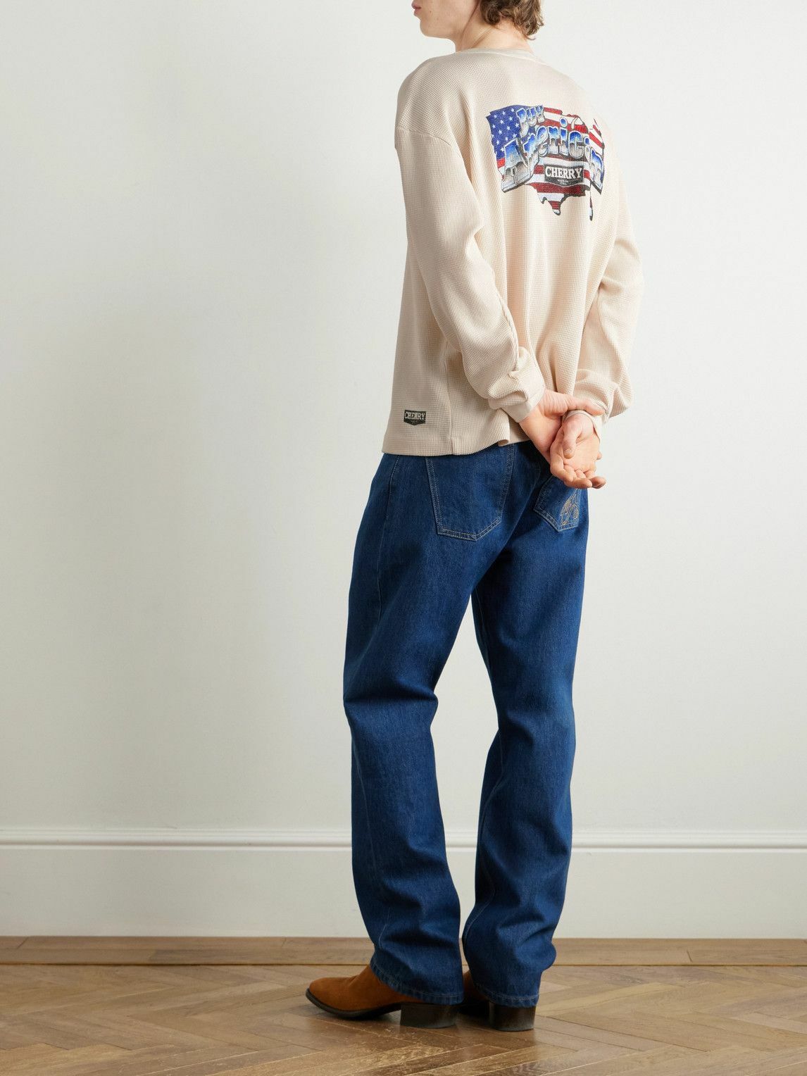 Cherry Los Angeles - Logo-Print Waffle-Knit Cotton T-Shirt - White ...
