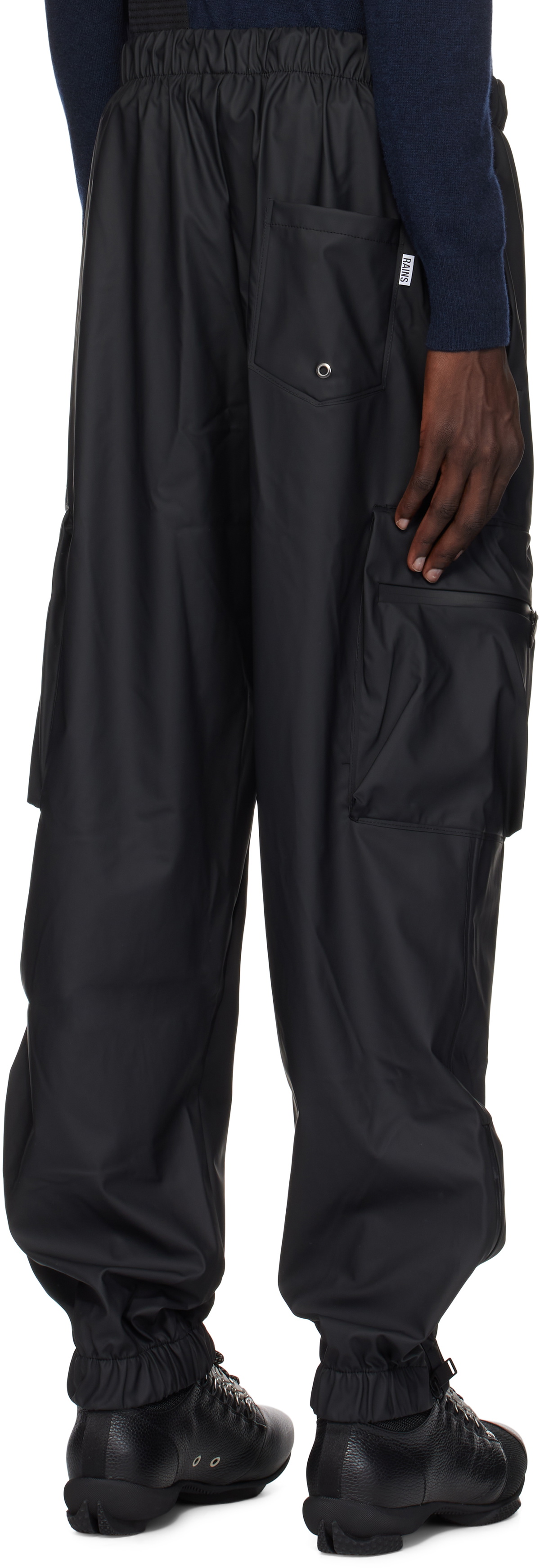 RAINS Black Regular Cargo Rain Pants Rains