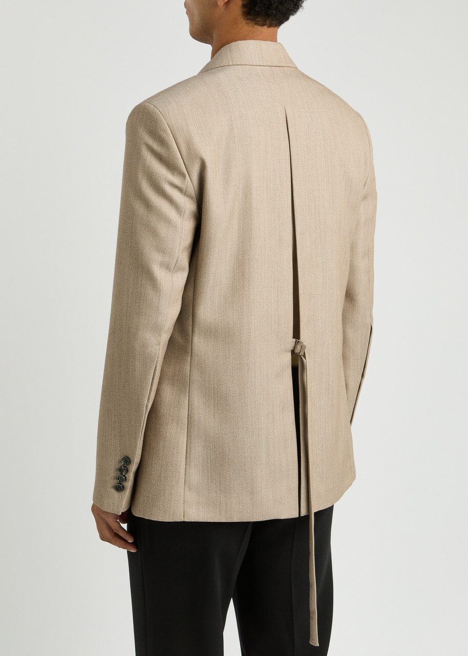 Ami Paris Slit-back Double-breasted Wool Blazer Beige AMI