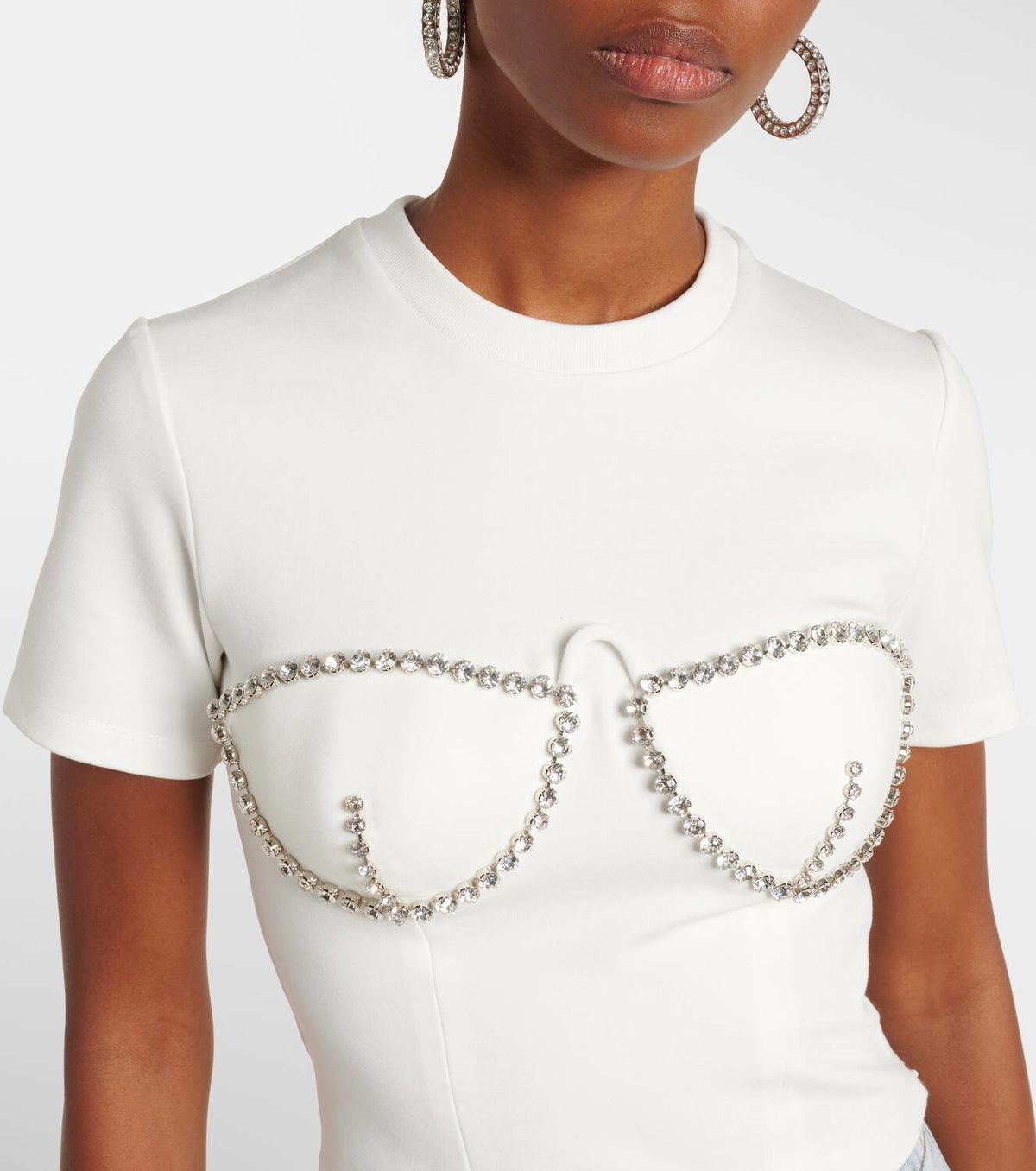 Area Crystal-embellished jersey crop top AREA