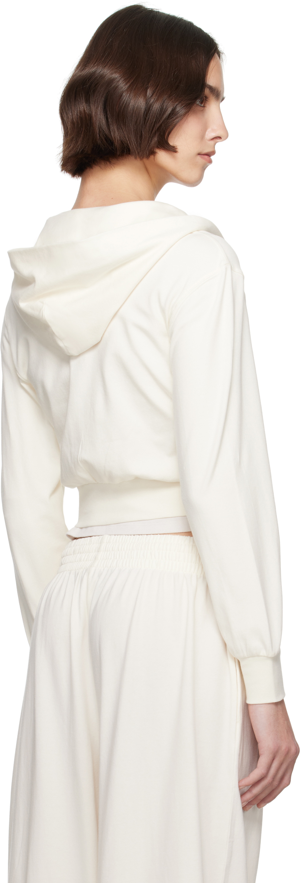 SKIMS Off-White Cotton Jersey Zip Up Hoodie SKIMS