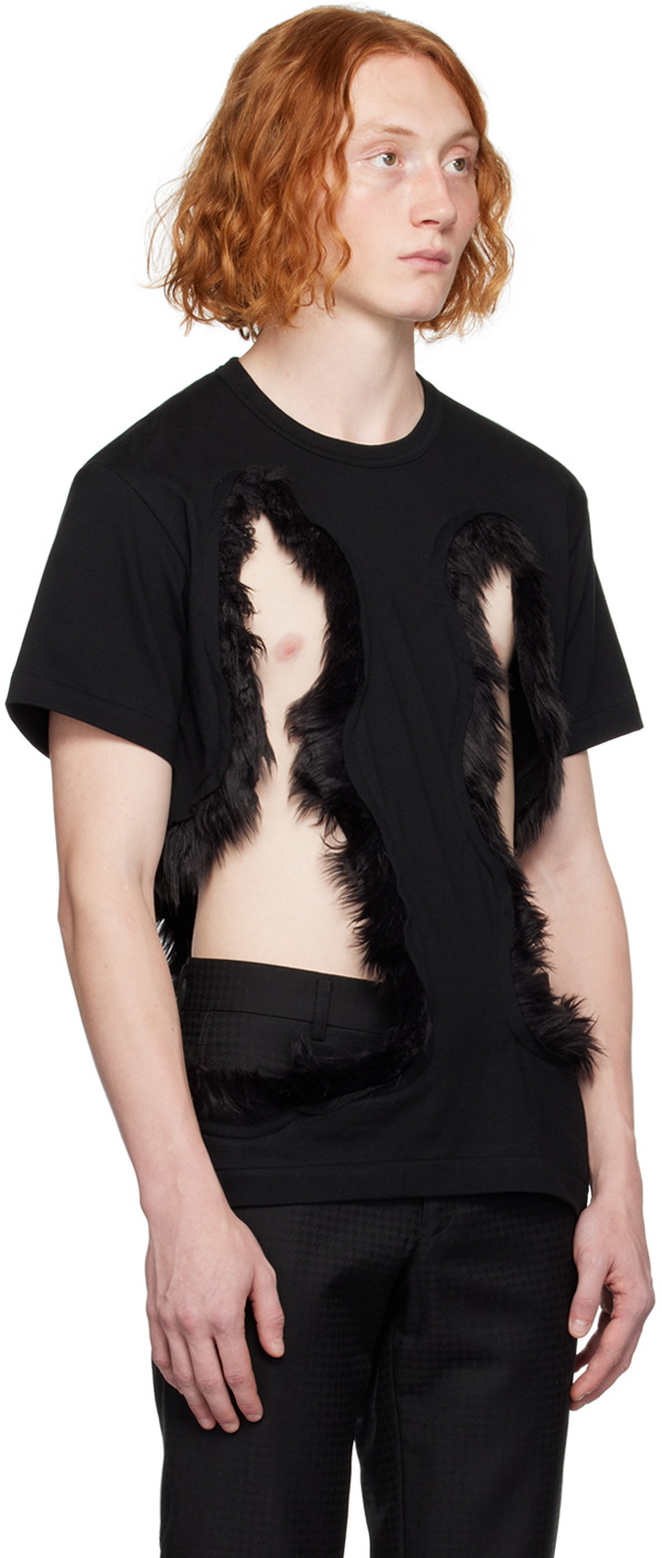 Comme des Garçons Homme Plus Black Cutout Faux-Fur T-Shirt Comme des ...