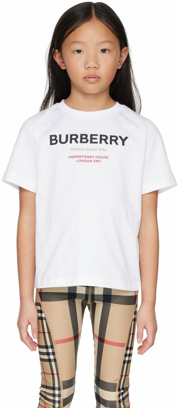 Burberry Kids White Horseferry T-Shirt Burberry