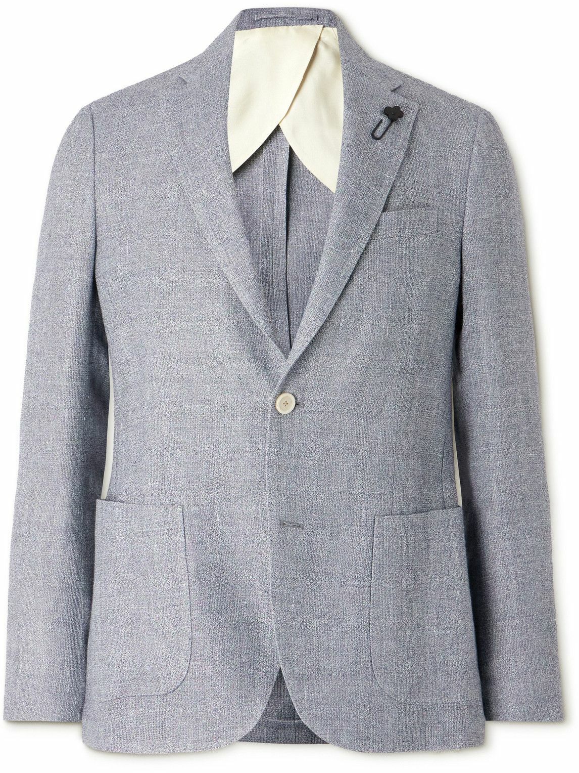 Lardini - Linen and Wool-Blend Crepe Blazer - Blue Lardini