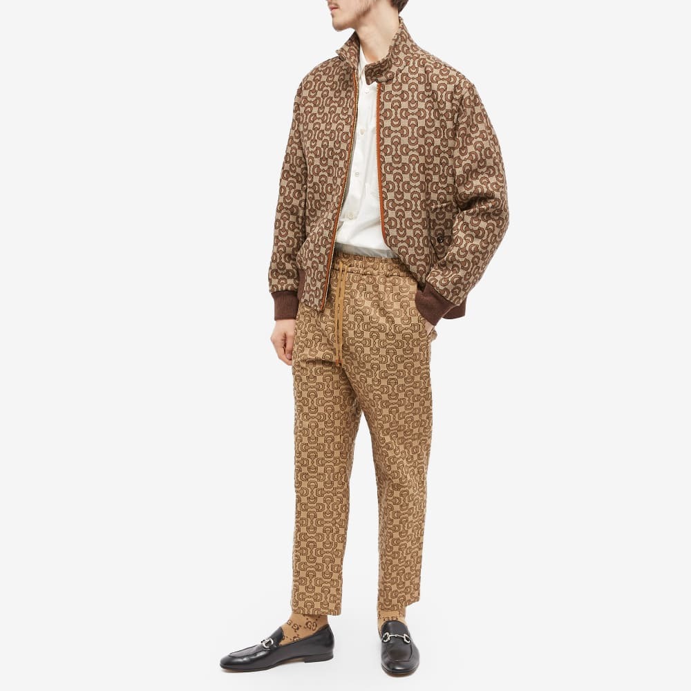 Gucci Men's Horse Bit Monogram Drawstring Pant in Tan Gucci