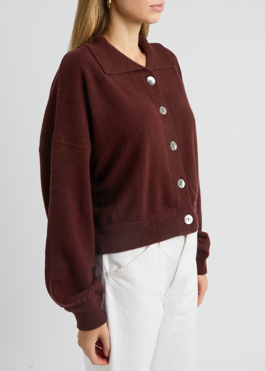 Crush Cashmere Lennon Cashmere Cardigan Burgundy CRUSH CASHMERE