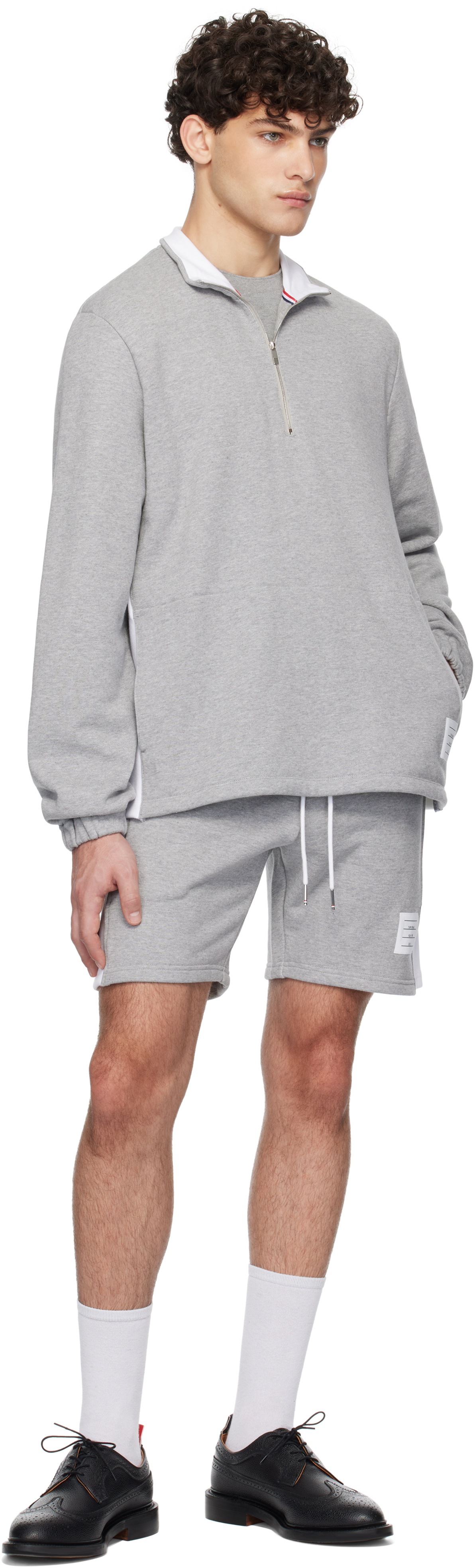 Thom Browne Gray Classic 4-Bar Jersey Half-Zip Sweatshirt Thom Browne