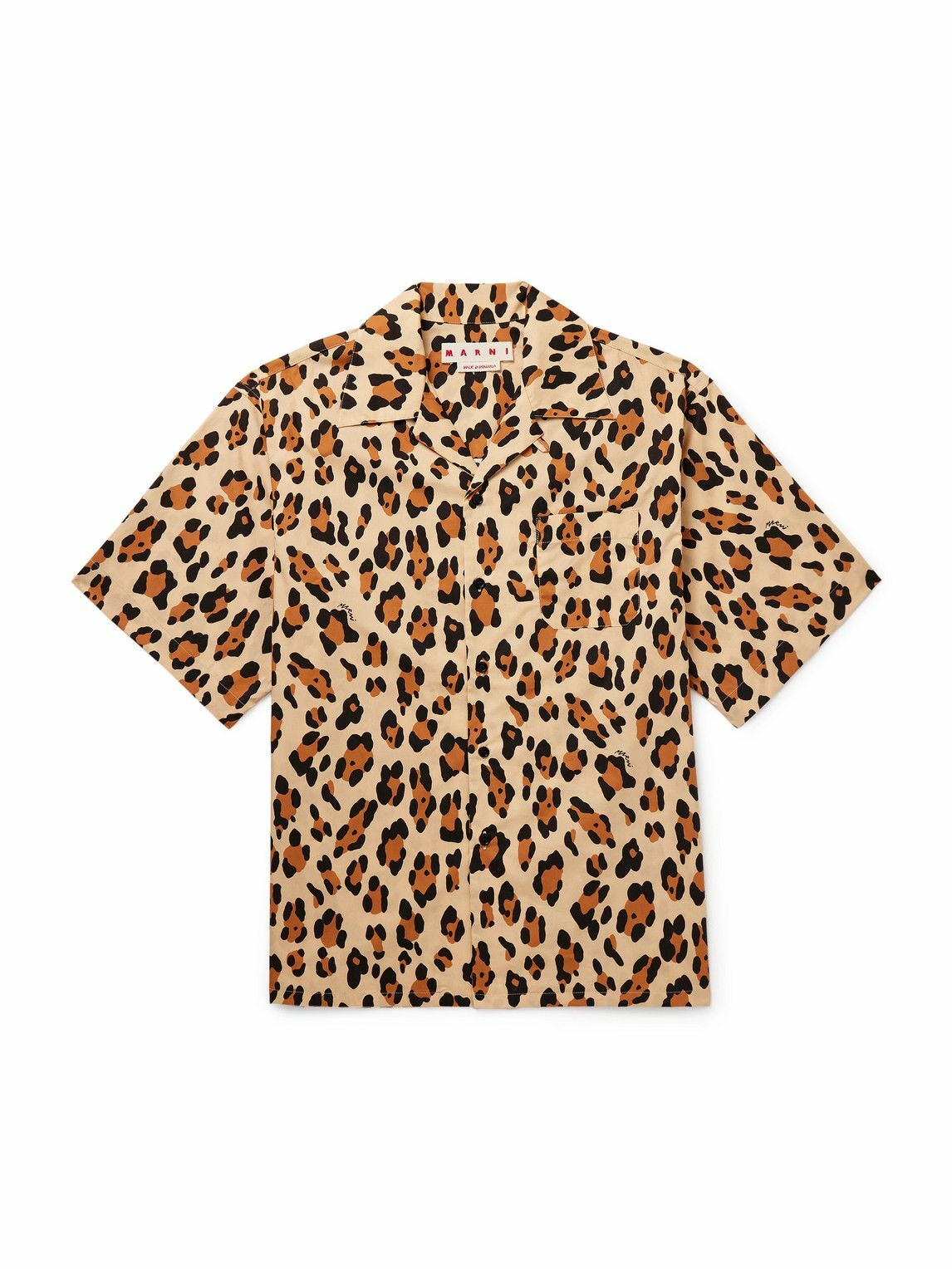 Marni - Convertible-Collar Leopard-Print Cotton-Poplin Shirt - Brown Marni