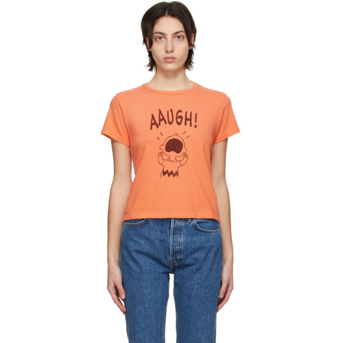 Re/Done Orange Peanuts Edition Classic Aaugh T-Shirt Re/Done
