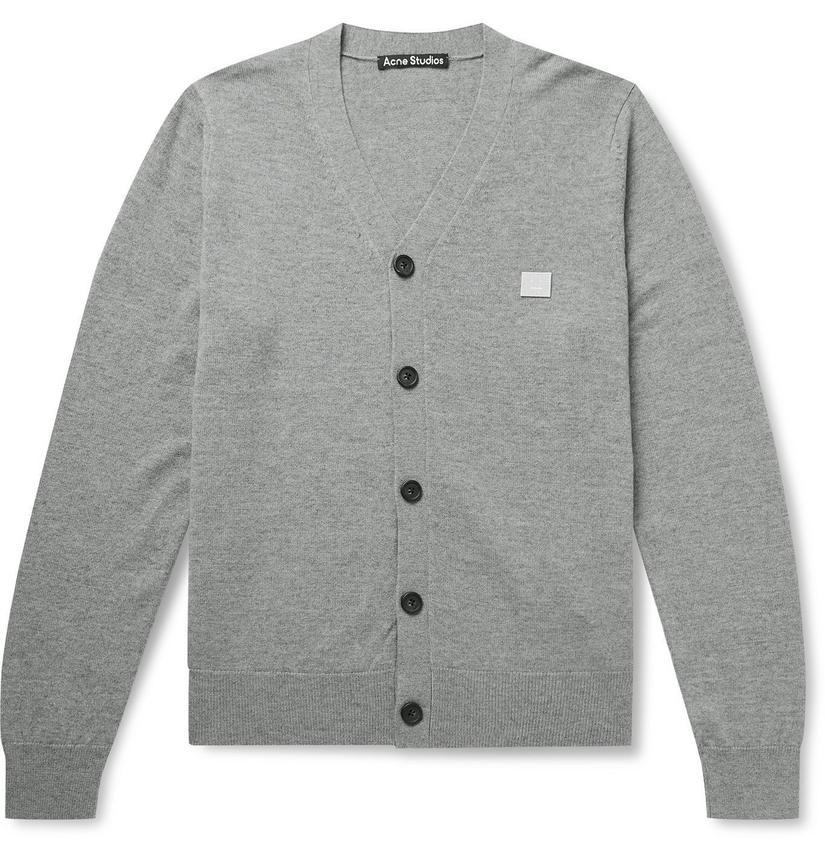 ACNE STUDIOS - Keve Logo-Appliquéd Wool Cardigan - Gray Acne Studios