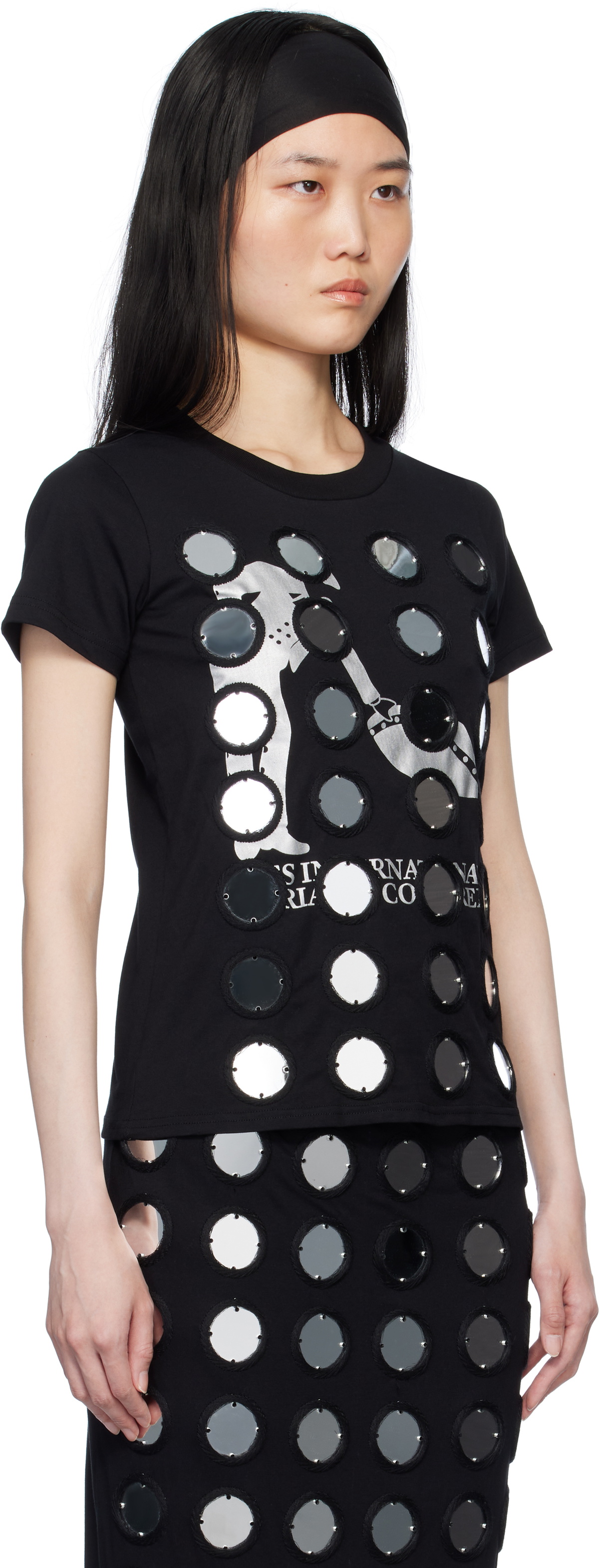 Conner Ives Black 'The Reconstituted Mirror Disc Embroidery' T-shirt ...