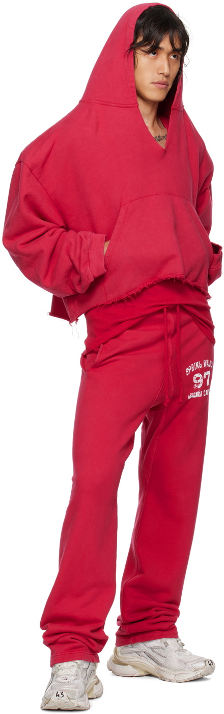 GREG ROSS SSENSE Exclusive Red V-Neck Hoodie Greg Ross