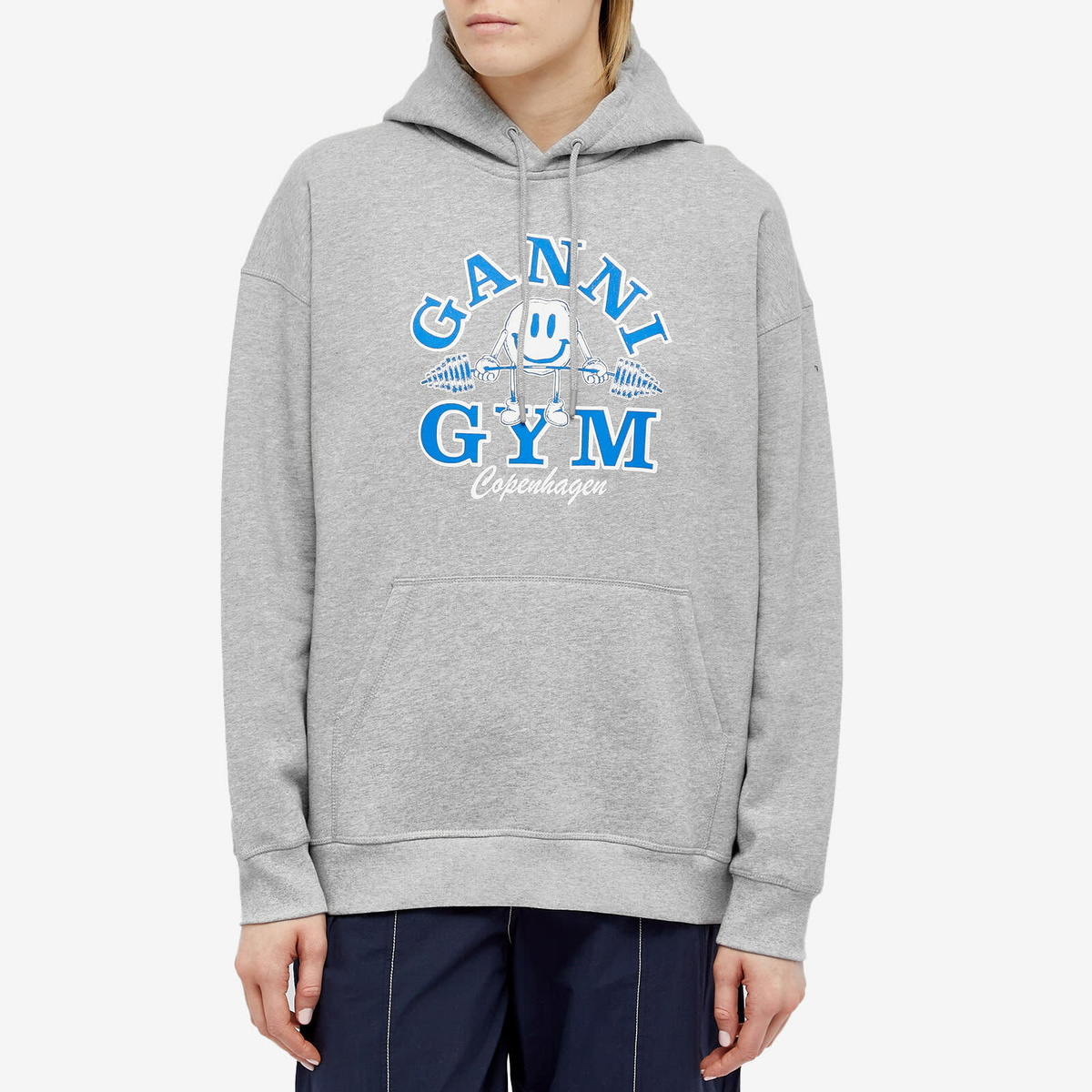GANNI Women's Isoli Oversized Gym Hoody in Paloma Melange GANNI