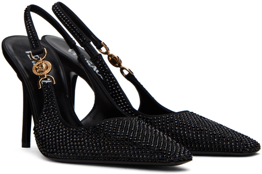 Versace Black Crystal Medusa '95 Slingback Heels Versace