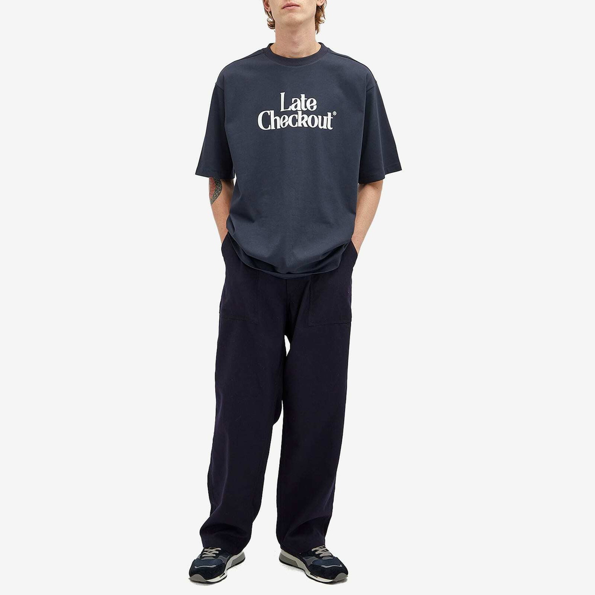 Late Checkout Men's LC Logo T-Shirt in Blue Late Checkout