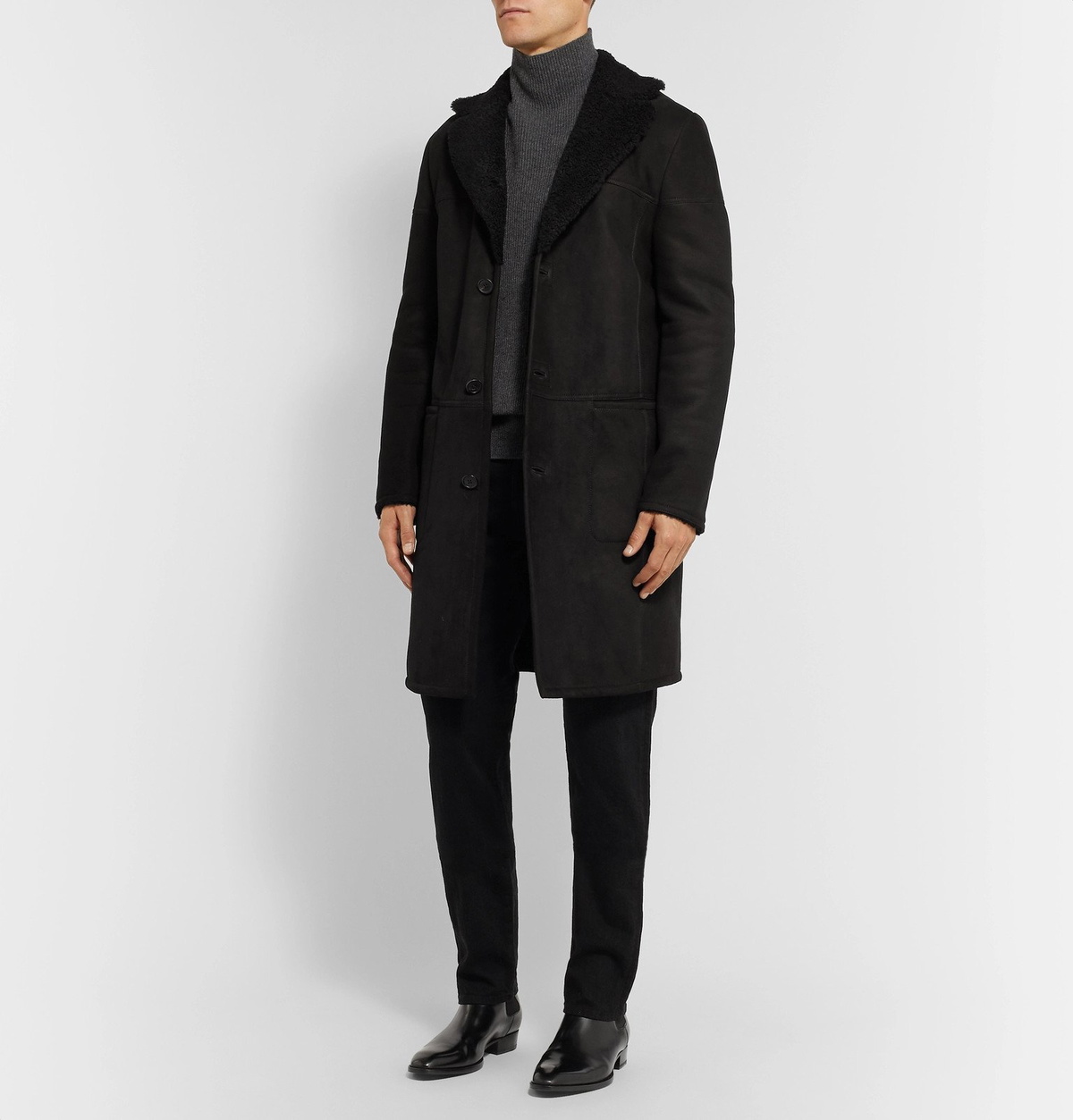 The Row - Rowan Slim-Fit Shearling Coat - Black The Row