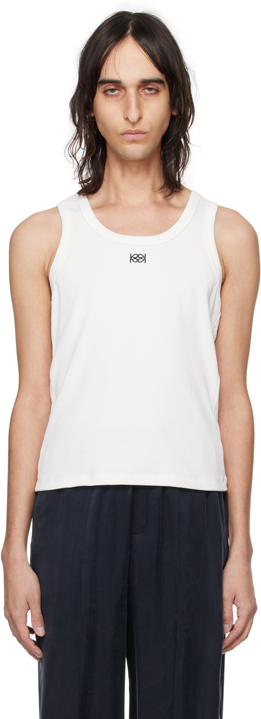 Kijun White Embroidered Tank Top Kijun