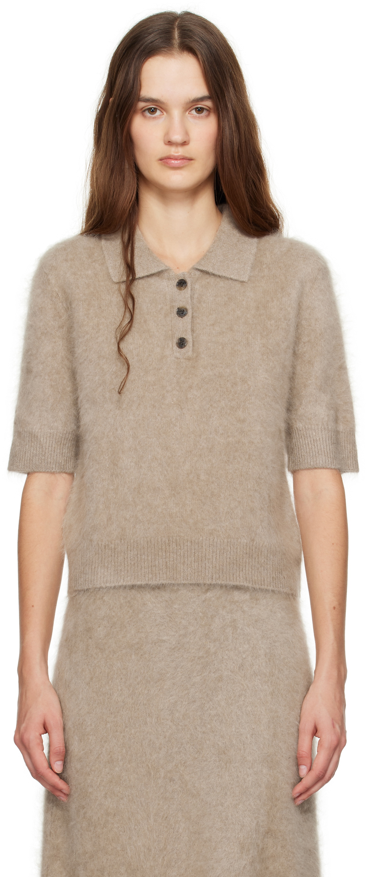LISA YANG Taupe Carolyn Polo Lisa Yang