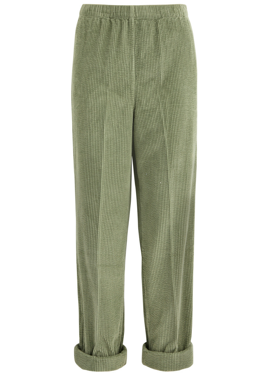 American Vintage Padow Cropped Tapered Corduroy Trousers Green American ...